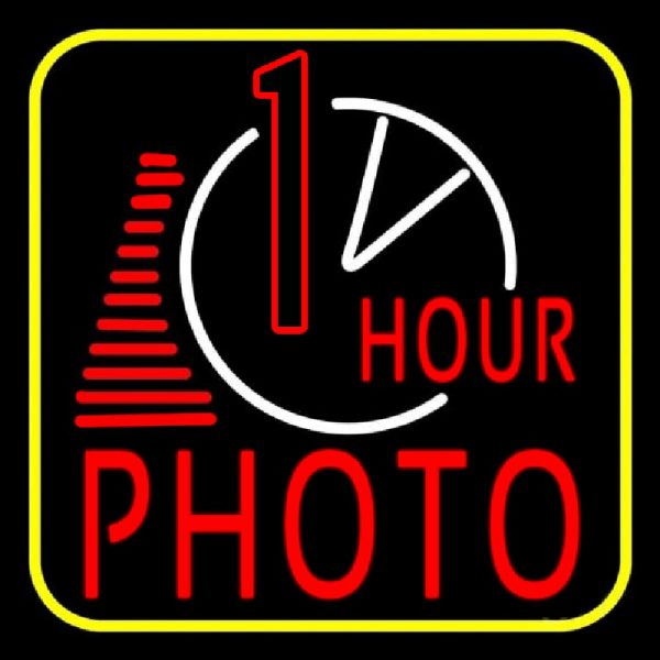 Custom 1 Hour Photo With Clock Icon Neon Sign USA – Custom Neon Signs ...